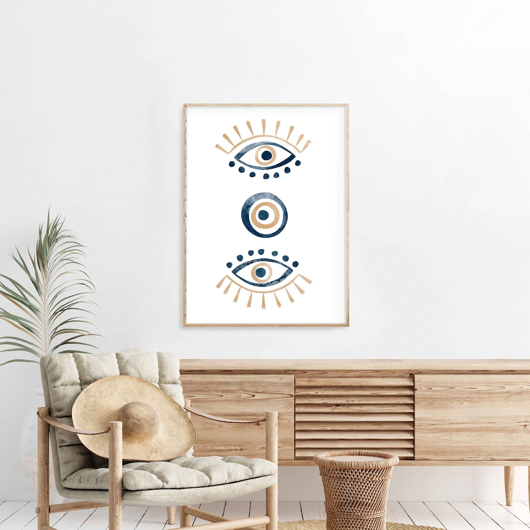 Evil Eye Drawing Traditional Blue Evil Eye Printable Wall - Etsy Canada