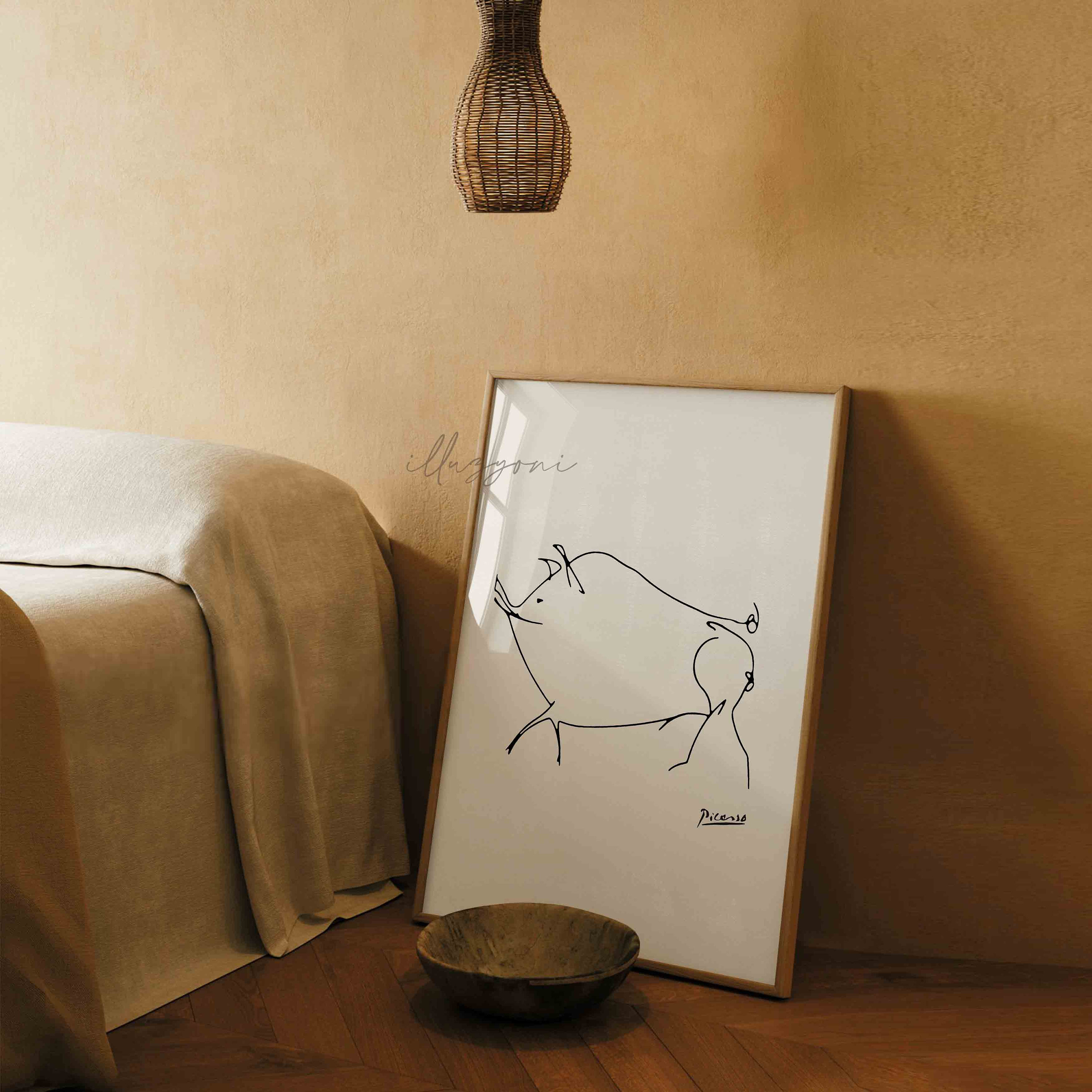 Picasso Pig Drawing, Printable Wall Art, Picasso Poster, Living Room ...