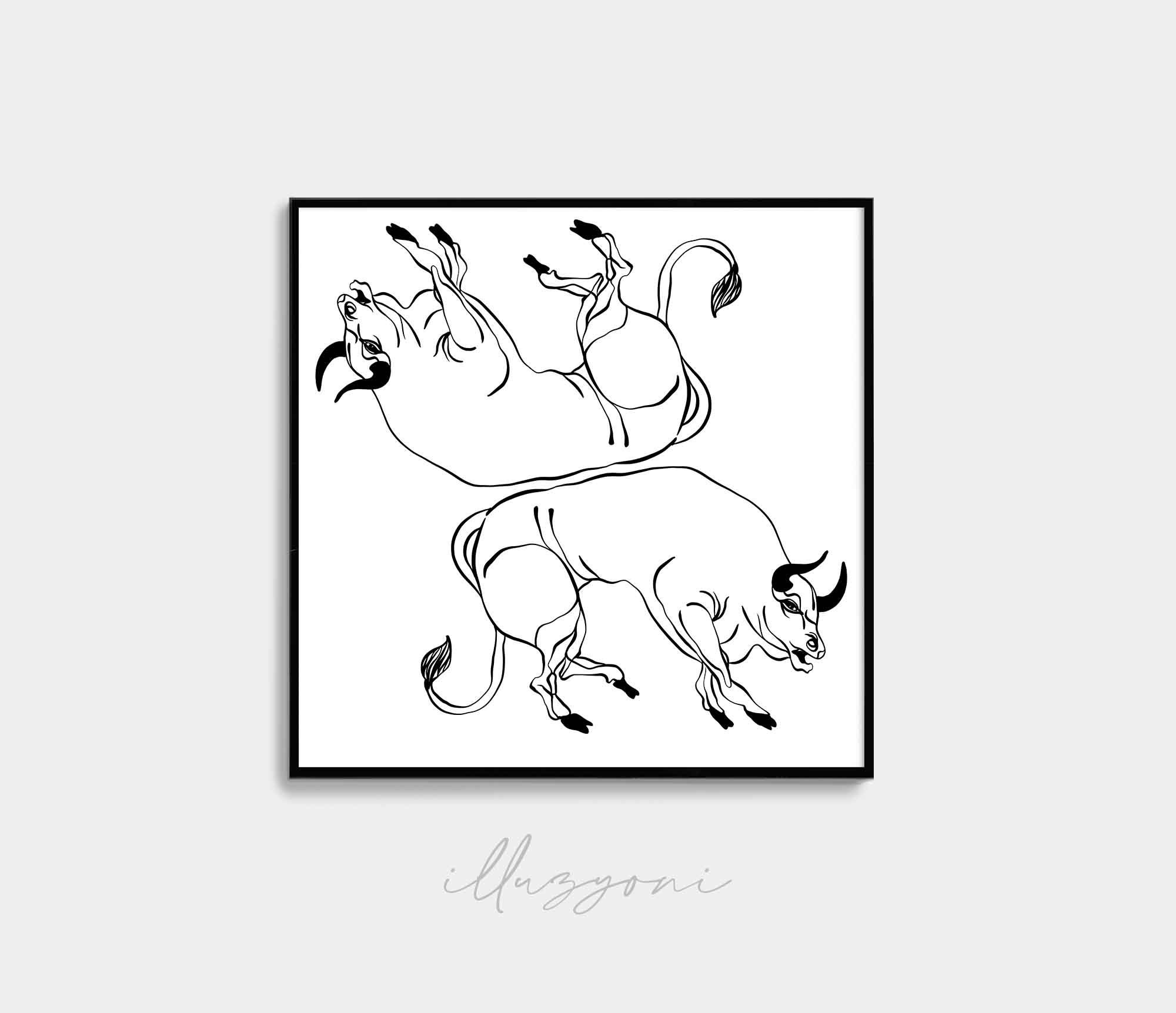 Picasso One Line Drawing Abstract Deconstructed Bull - Etsy