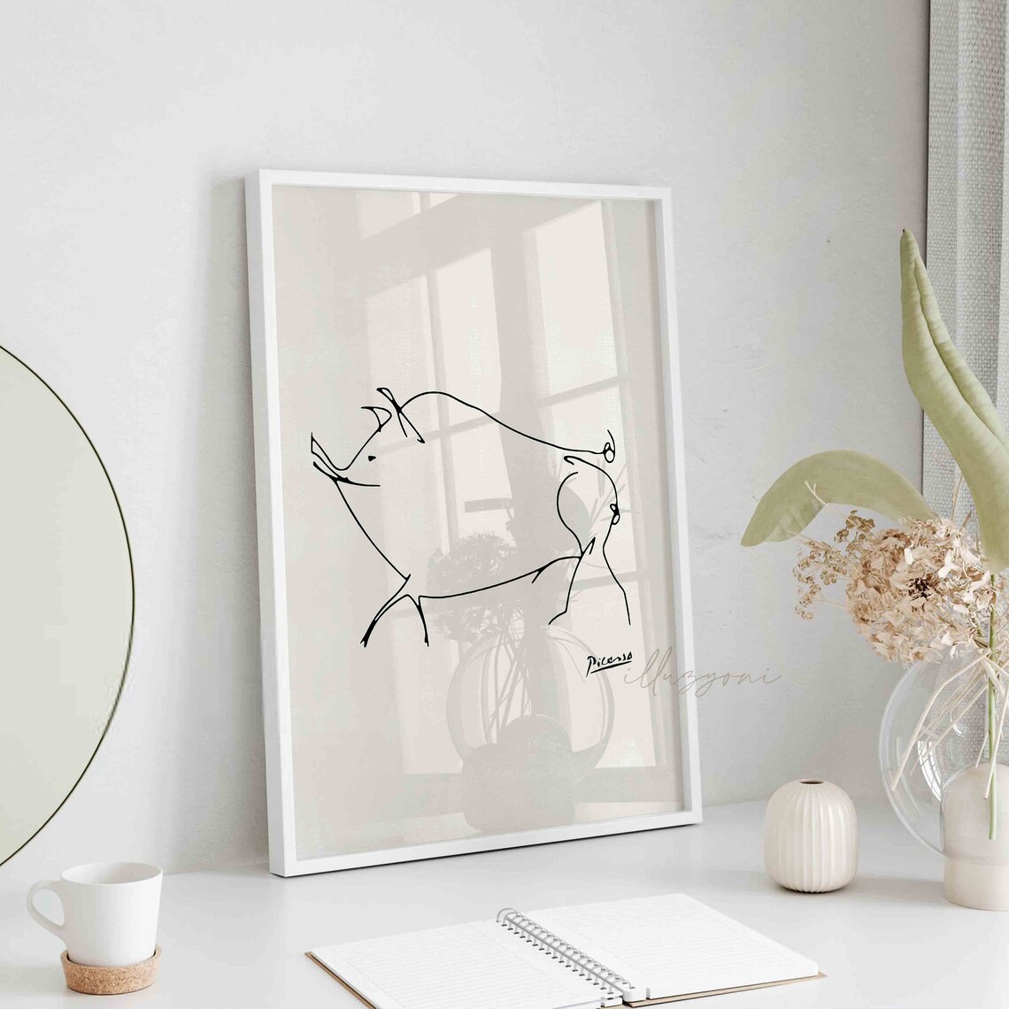 Picasso Pig Drawing, Printable Wall Art, Picasso Poster, Living Room ...