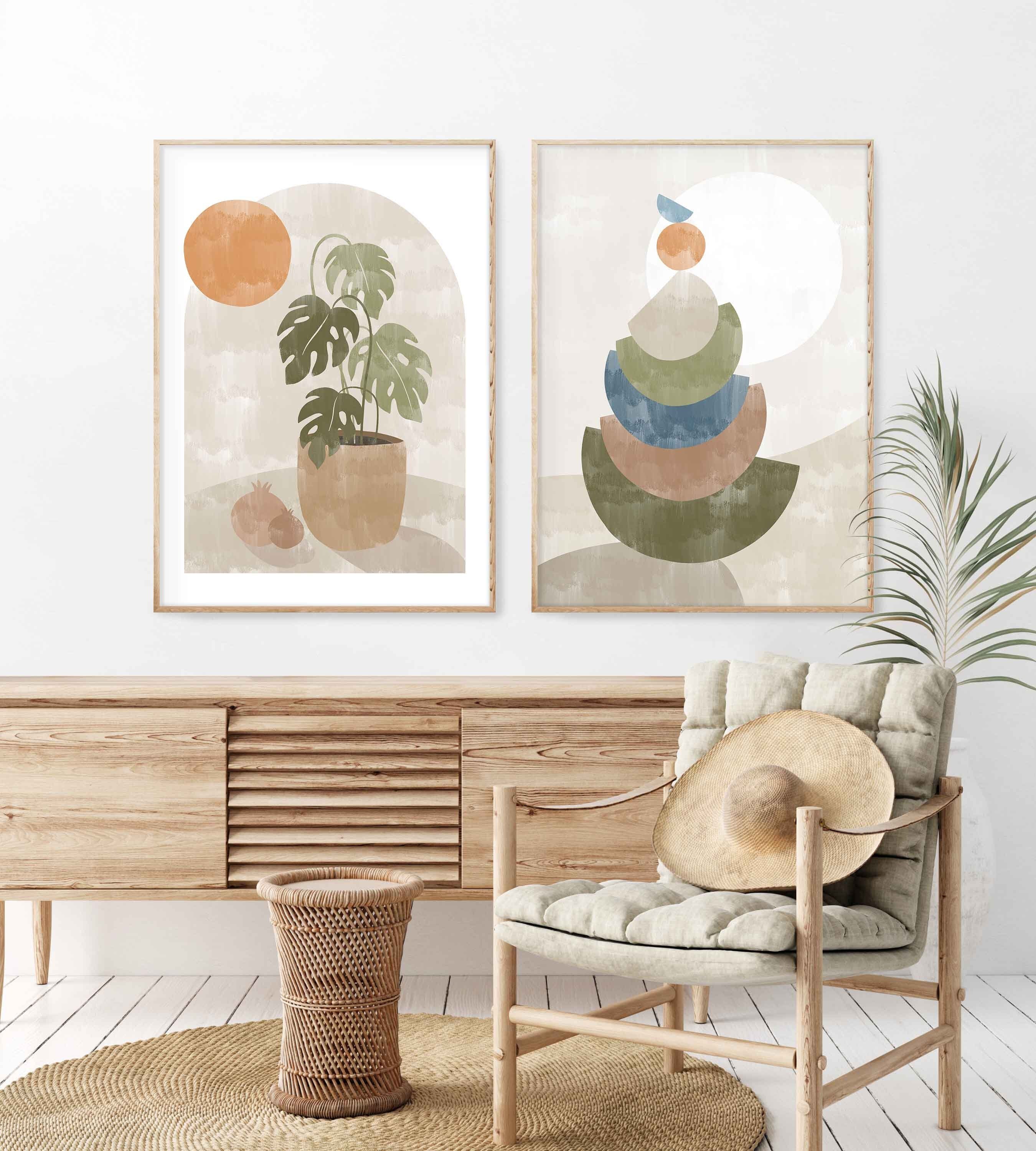 Boho Abstract Set of 2 Prints, Printable Wall Art, Boho Decor, Gallery ...