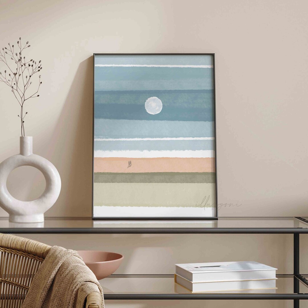 Boho Landscape Poster, Printable Wall Art, Mid Century, Mountain Print ...