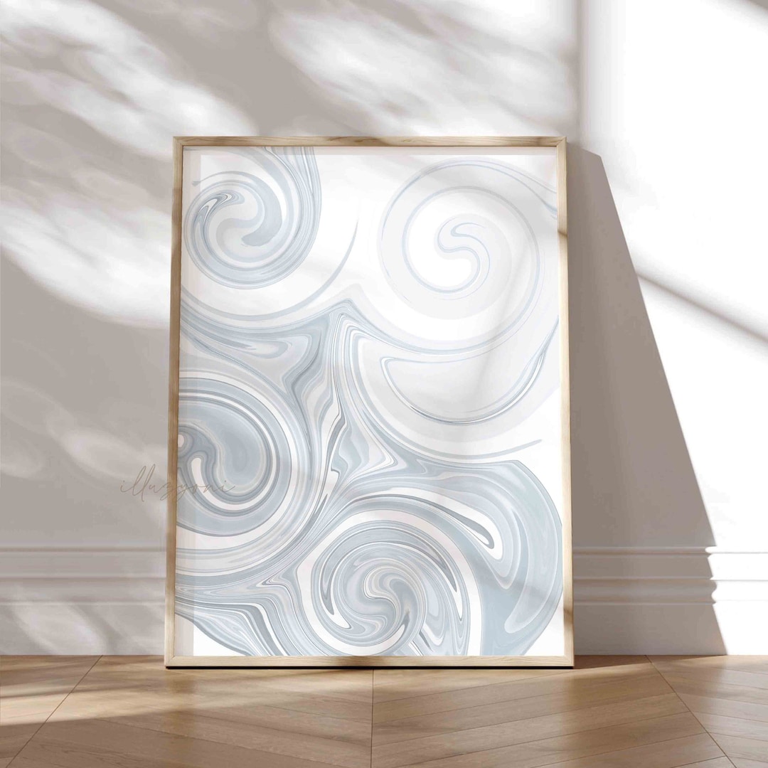 Abstract Blue Waves Print, Printable Wall Art, Blue Ocean Print ...