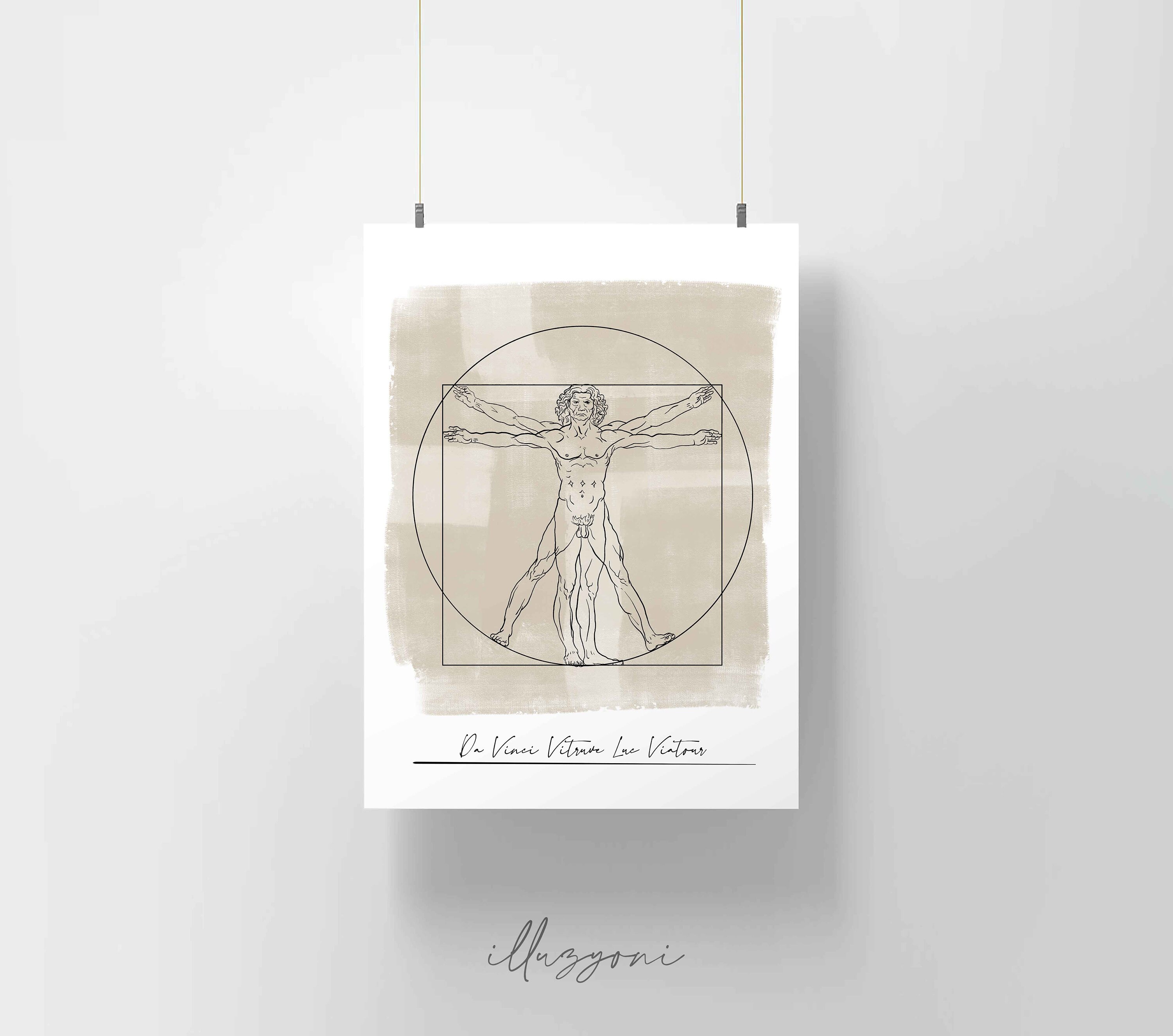 Leonardo Da Vinci Poster Printable Wall Art the Vitruvian - Etsy