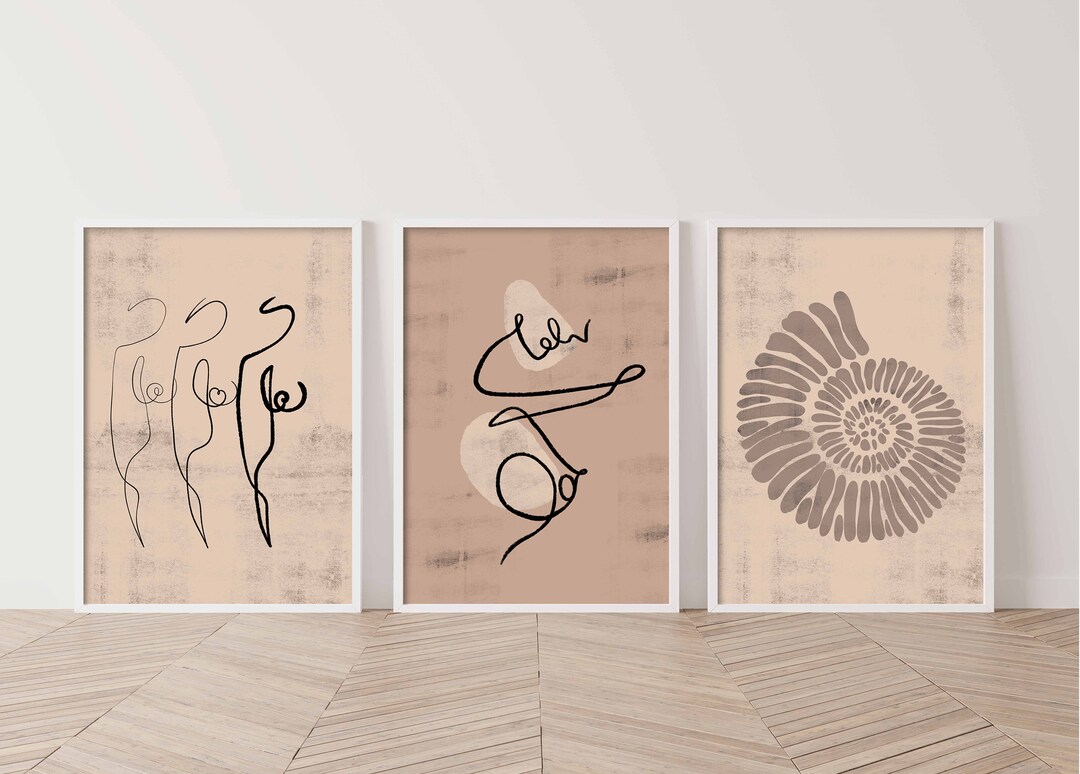 Abstract Female Figure Prints Set of 3 Printable Wall Art - Etsy