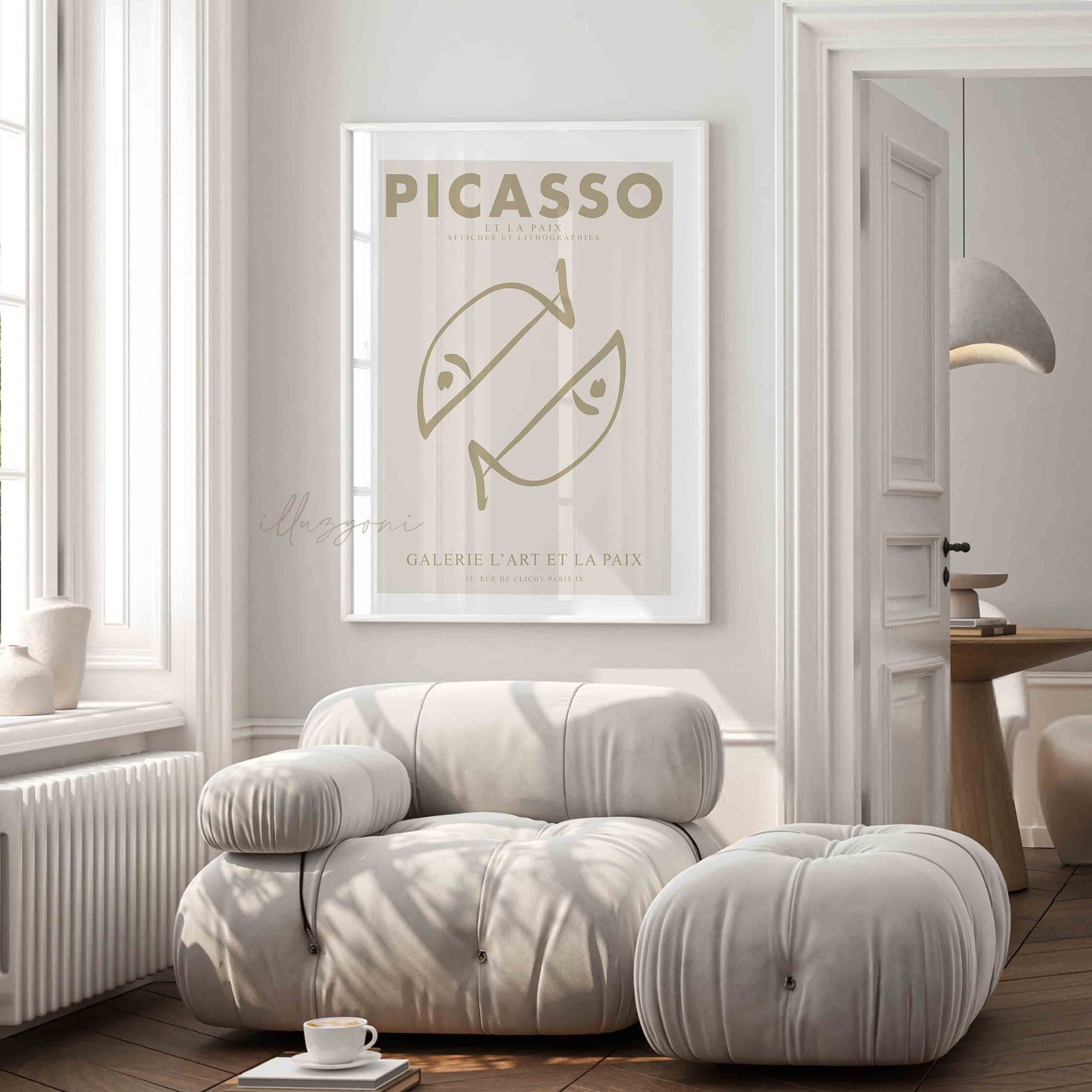 Picasso Fish Drawing, Printable Wall Art, Picasso Poster, Living Room ...