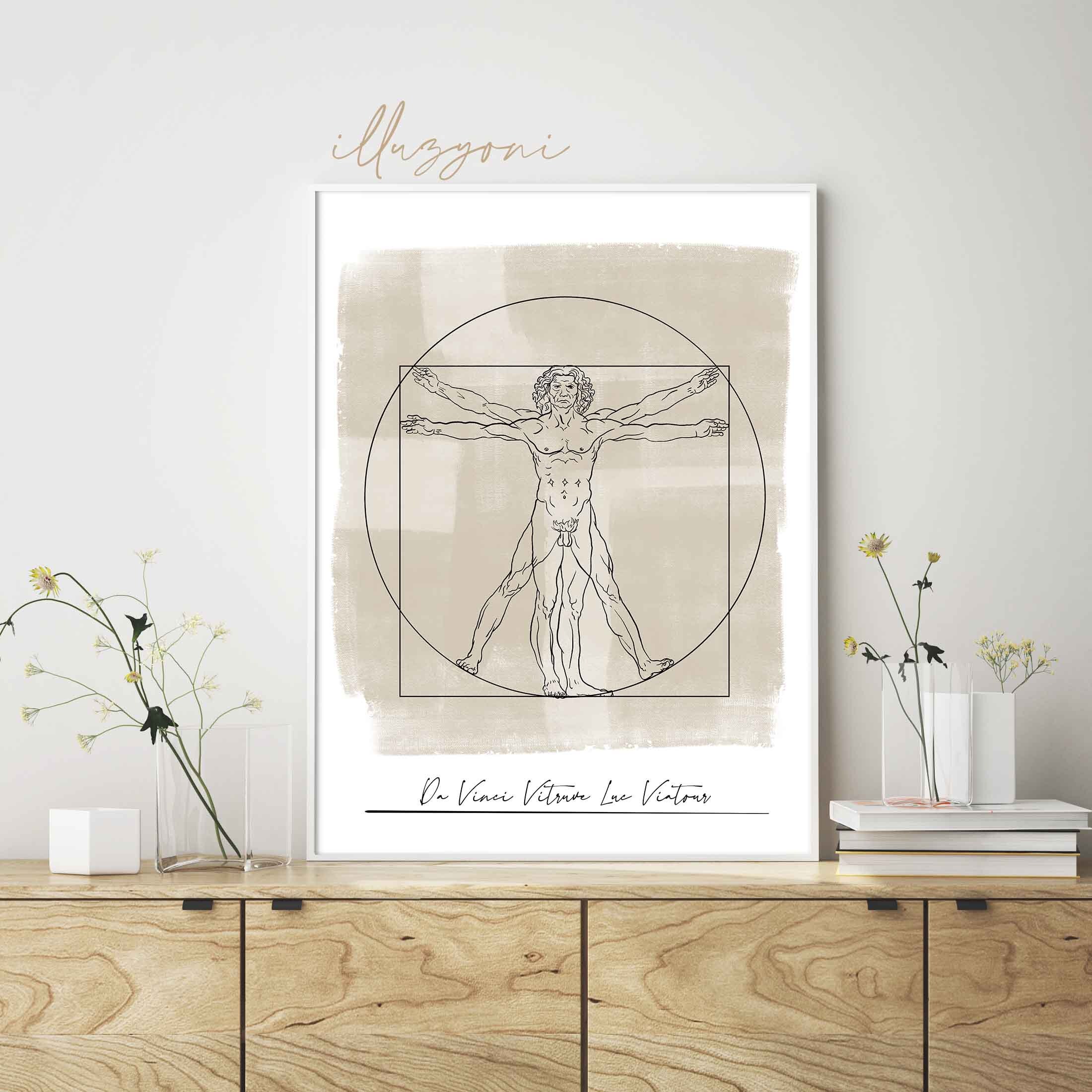 Leonardo Da Vinci Poster Printable Wall Art the Vitruvian - Etsy