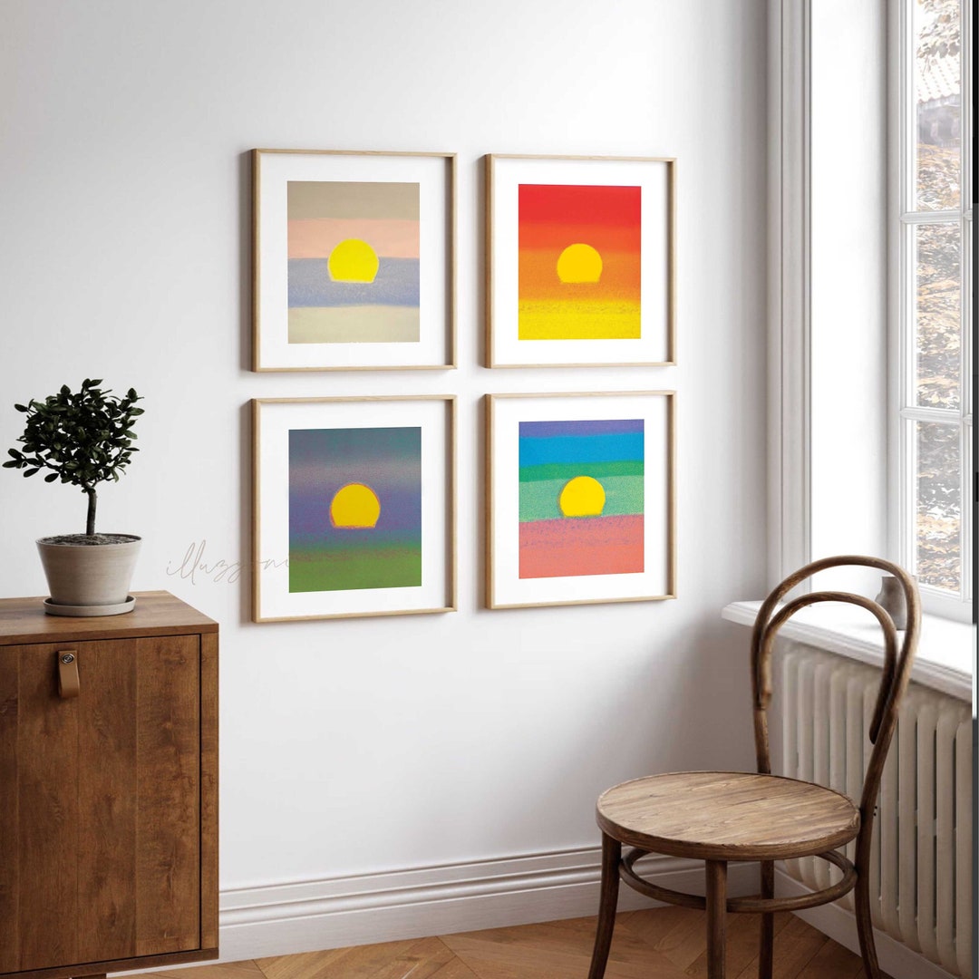 Abstract Landscape Poster, Nursery Room Art, Boho Home Decor, Printable Wall Art, Sunset, Pop ...