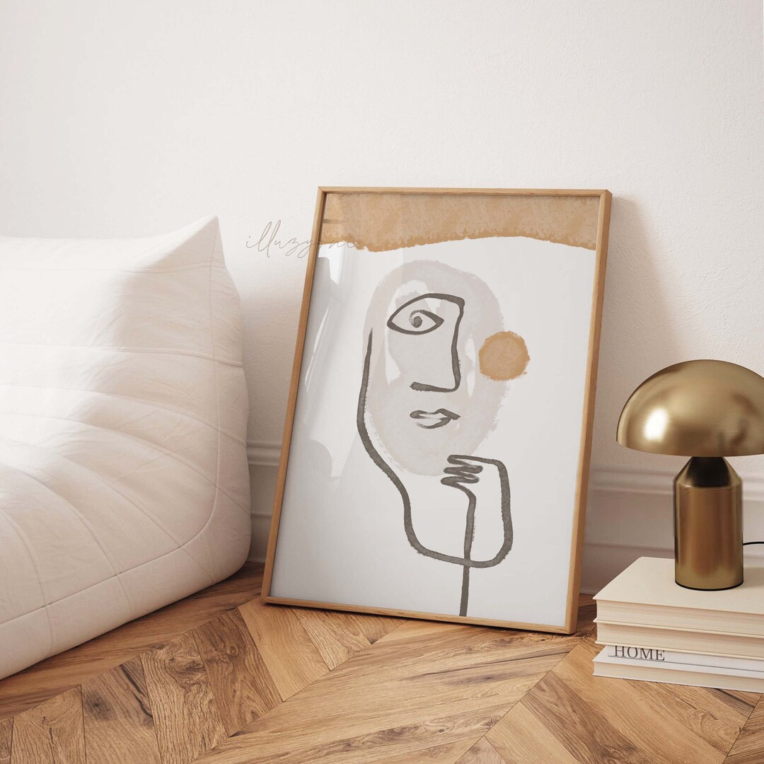 Abstract Portrait Poster, Head Drawing, Printable Wall Art, Minimal One ...