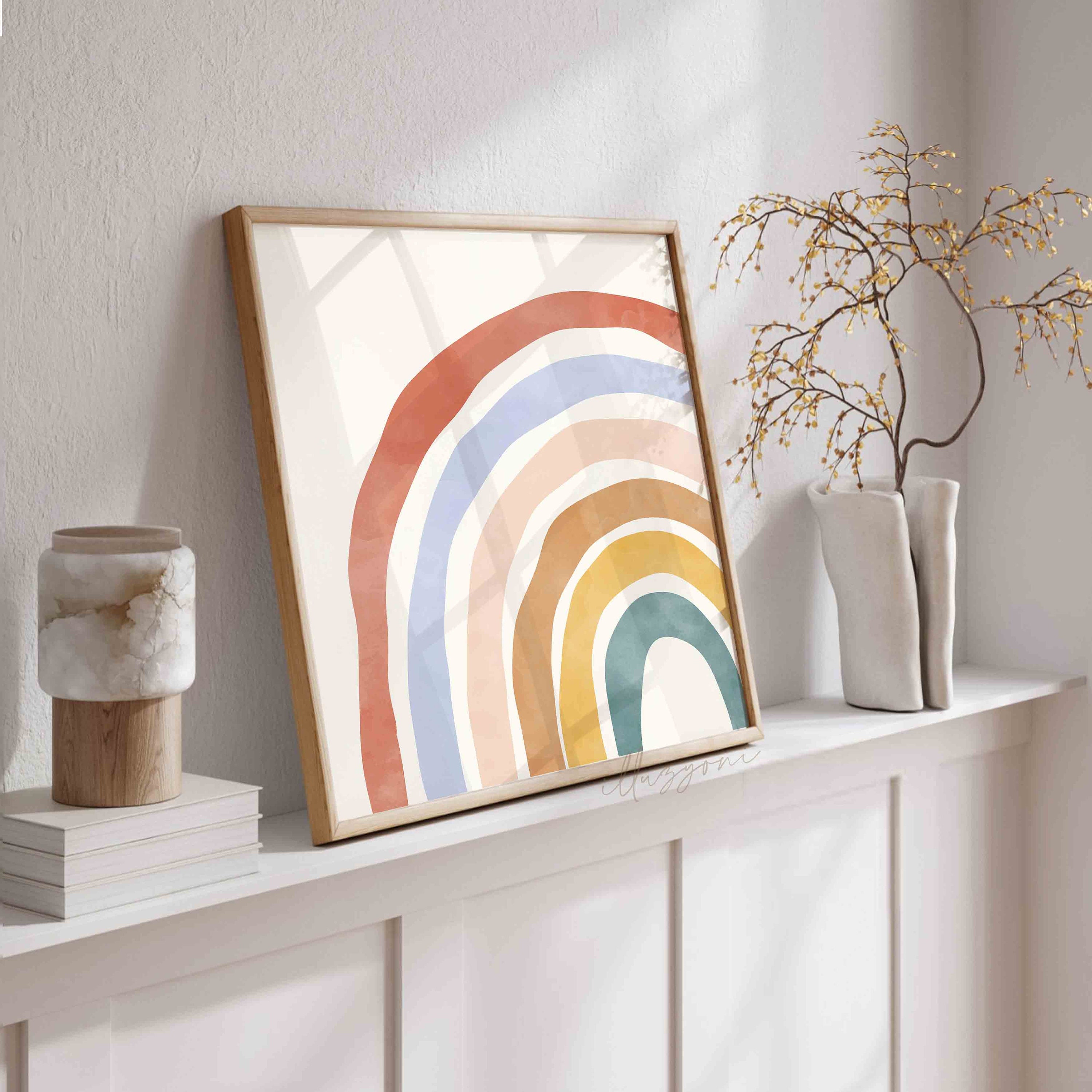 Boho Wall Art, Rainbow Print, Living Room Decor, Whimsical Wall Art ...