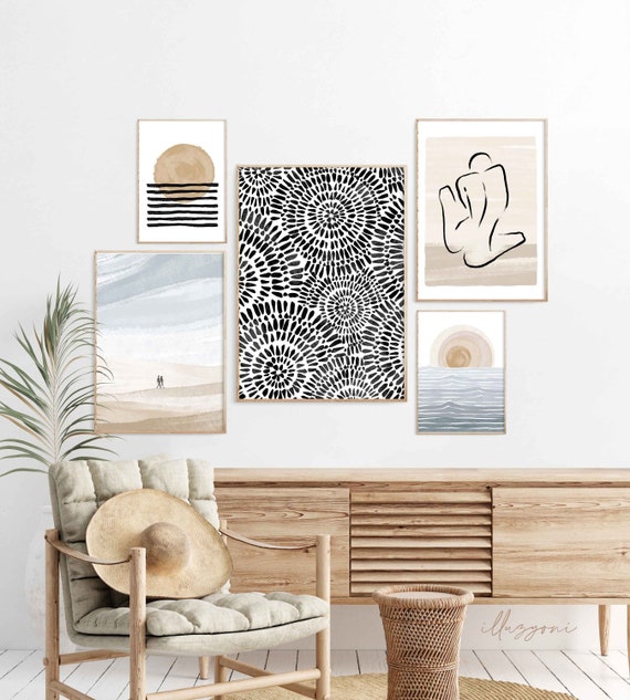 Boho Abstract Set of 5 Prints Printable Wall Art Boho Decor - Etsy