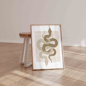 Boho Snakes Sketch, Boho Home Decor, Abstract Living Room Art ...