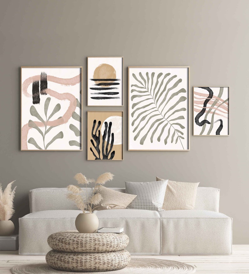 Boho Abstract Set of 5 Prints Printable Wall Art Boho Decor - Etsy