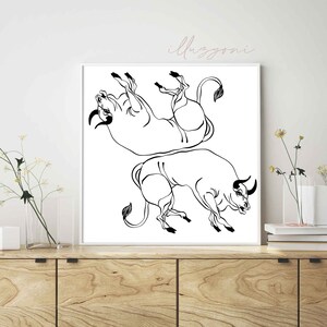 Picasso One Line Drawing Abstract Deconstructed Bull - Etsy