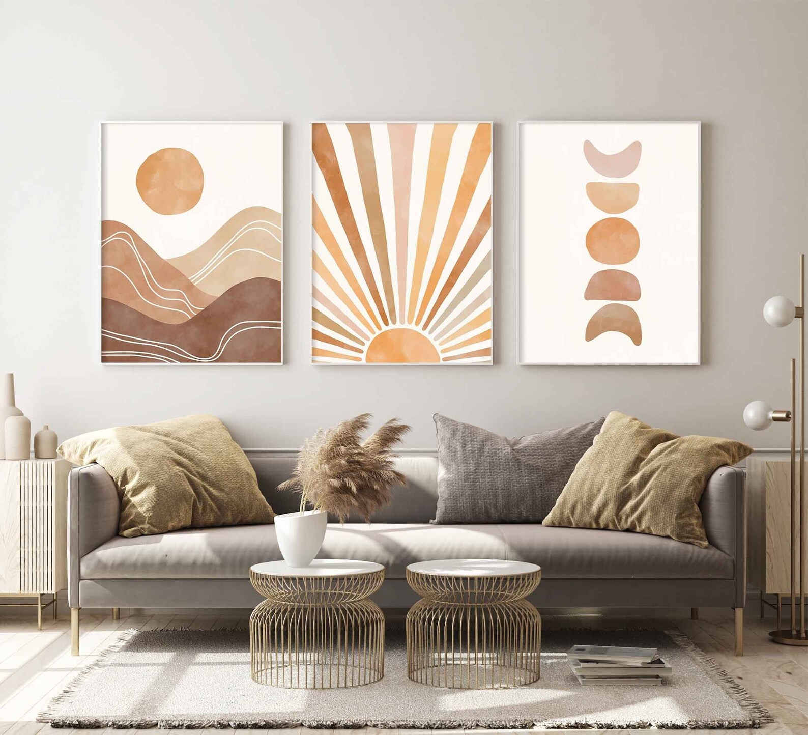 Boho Abstract Set of 3 Prints Printable Wall Art Boho Decor - Etsy