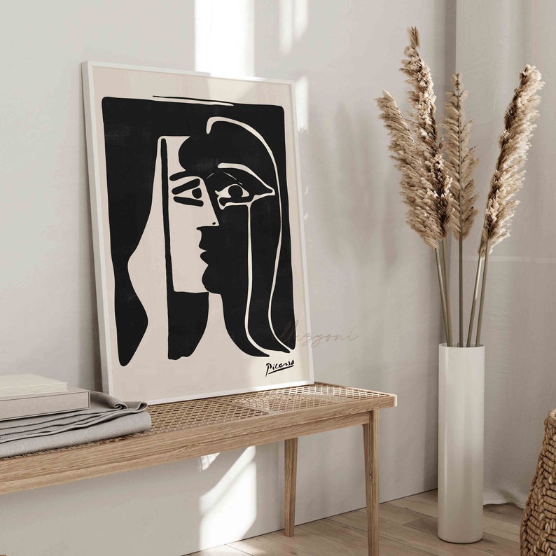 Picasso Kiss Poster, Printable Wall Art, Modern, Minimal Exhibition Art ...