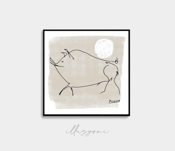 Picasso Pig Drawing Printable Wall Art Pablo Picasso Print - Etsy