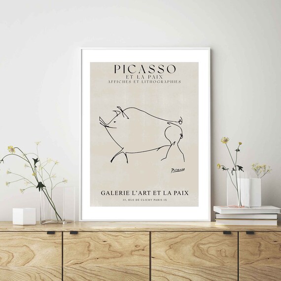 Picasso Pig Drawing Printable Wall Art Pablo Picasso Print - Etsy