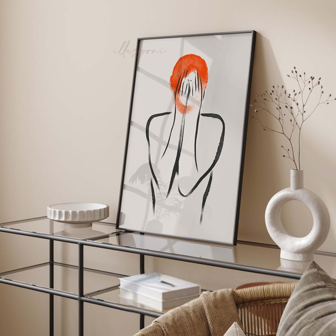 Red Head Drawing, Printable Wall Art, Minimal Matisse Exhibition, One ...