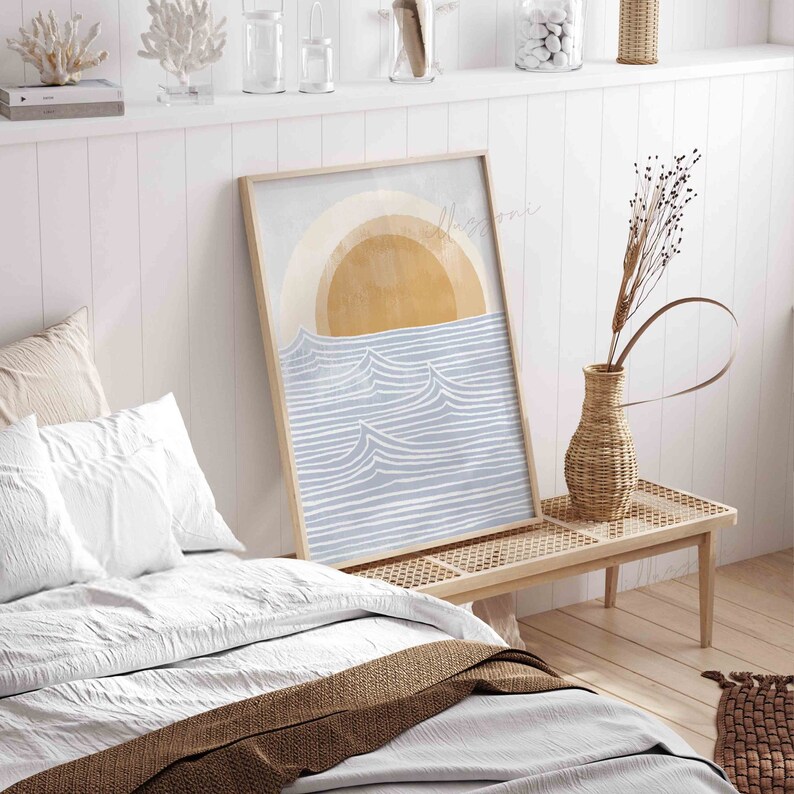Landscape Poster, Printable Wall Art, Ocean Waves Poster, Boho Home ...