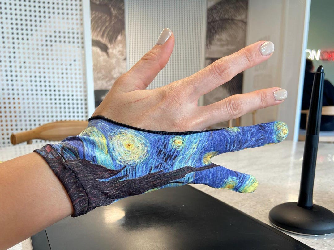 The Starry Night Van Gogh Arty Print Artist Glove L Tablet Glove L ...