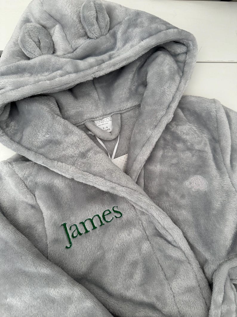 Personalised Kids Dressing Gown Robe | Embroidered Name | Baby Toddler ...