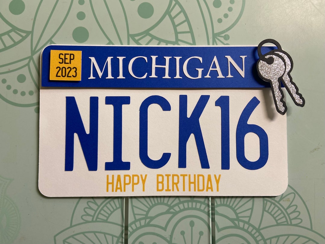 License Plate Cake Topper, State License Plate, Sweet Sixteen, Sweet 16 ...
