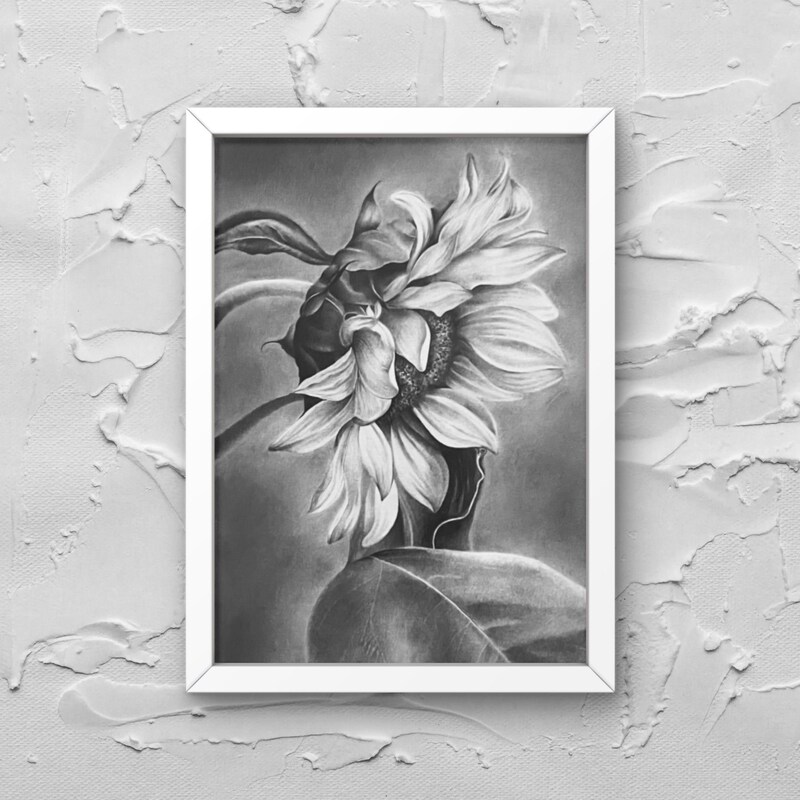 Sunflower Drawing - Etsy