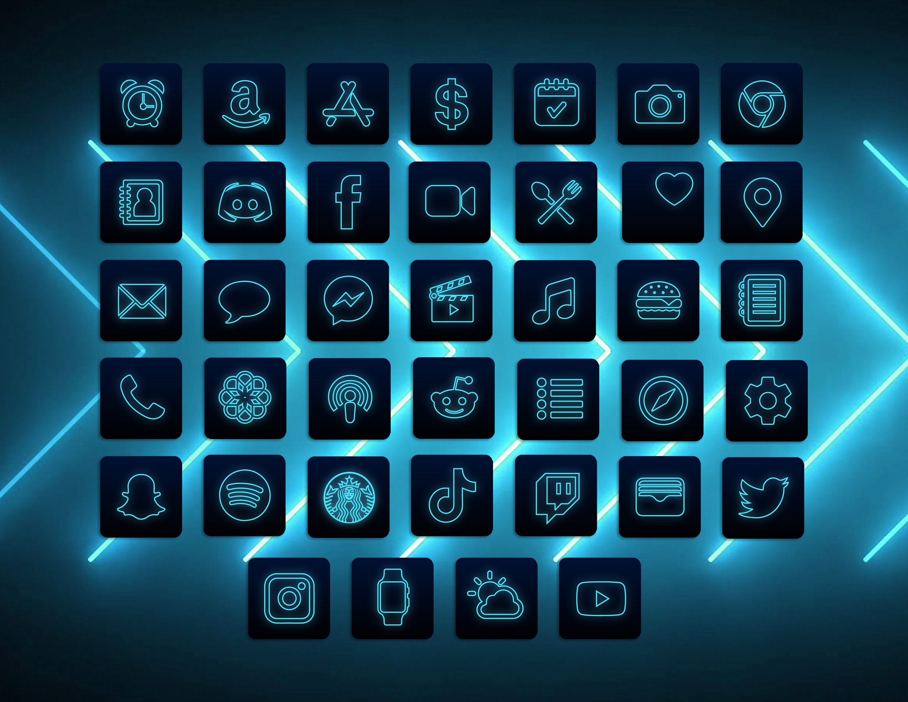 Neon Blue Ios 14 Icons at Betty Love blog