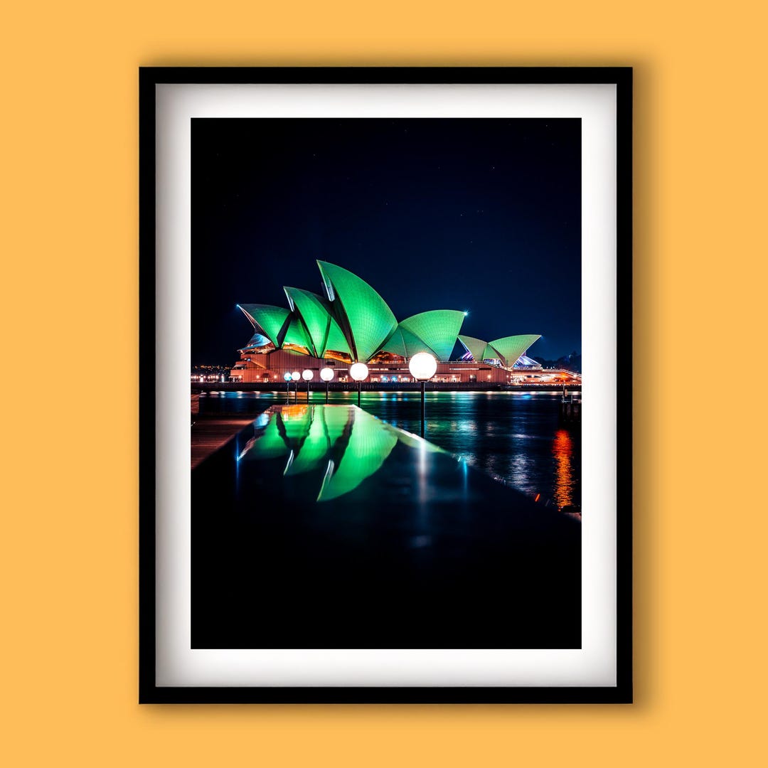 Green Sydney Opera House Print | St Patrick’s Day Sydney Cityscape Wall ...