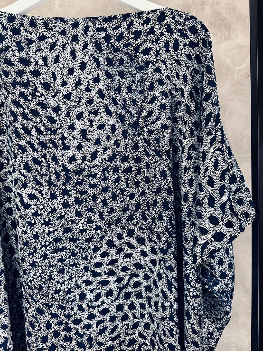 Indigo Hand-drawn Batik Kaftan, Natural Dye, Hand-dyed Indonesian ...