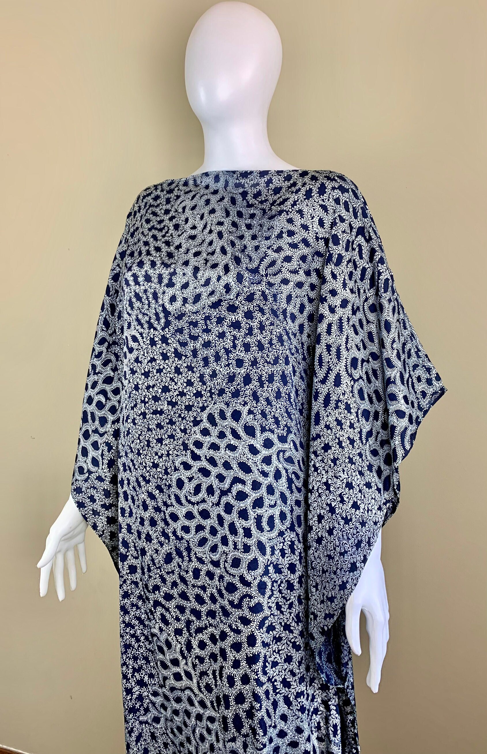 Indigo Hand-drawn Batik Kaftan, Natural Dye, Hand-dyed Indonesian ...