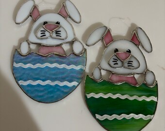 Stained Glass Bunny Ornament, Unique Stained Glass Cute Easter Bunny ...