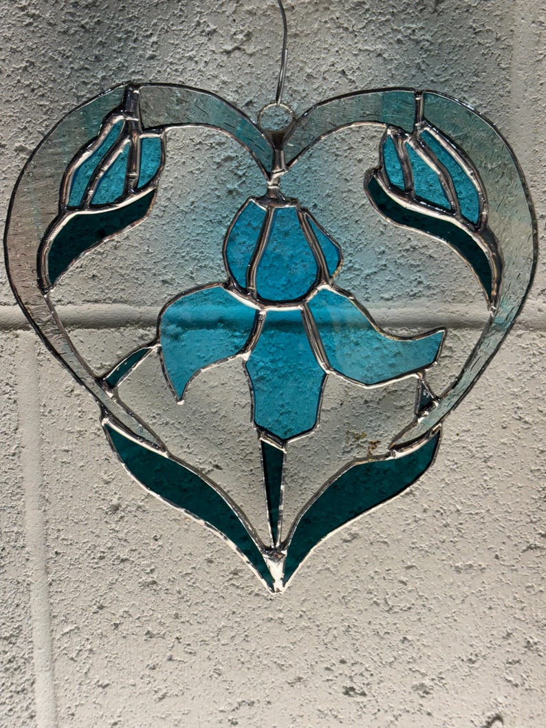 Stained Glass Iris Heart - Etsy