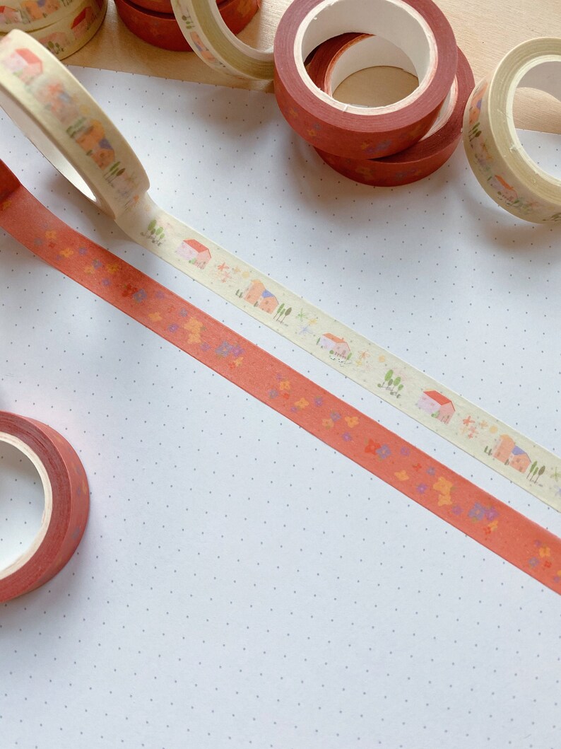 Cottage Core Washi Tape Houses Flowers Sheep Cottages - Etsy