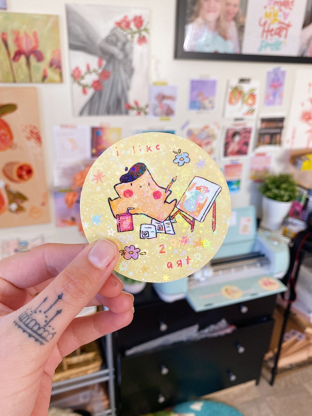 Chonky Star "i Like to Art" Sticker | Holographic, Matte, Cute, Kawaii ...