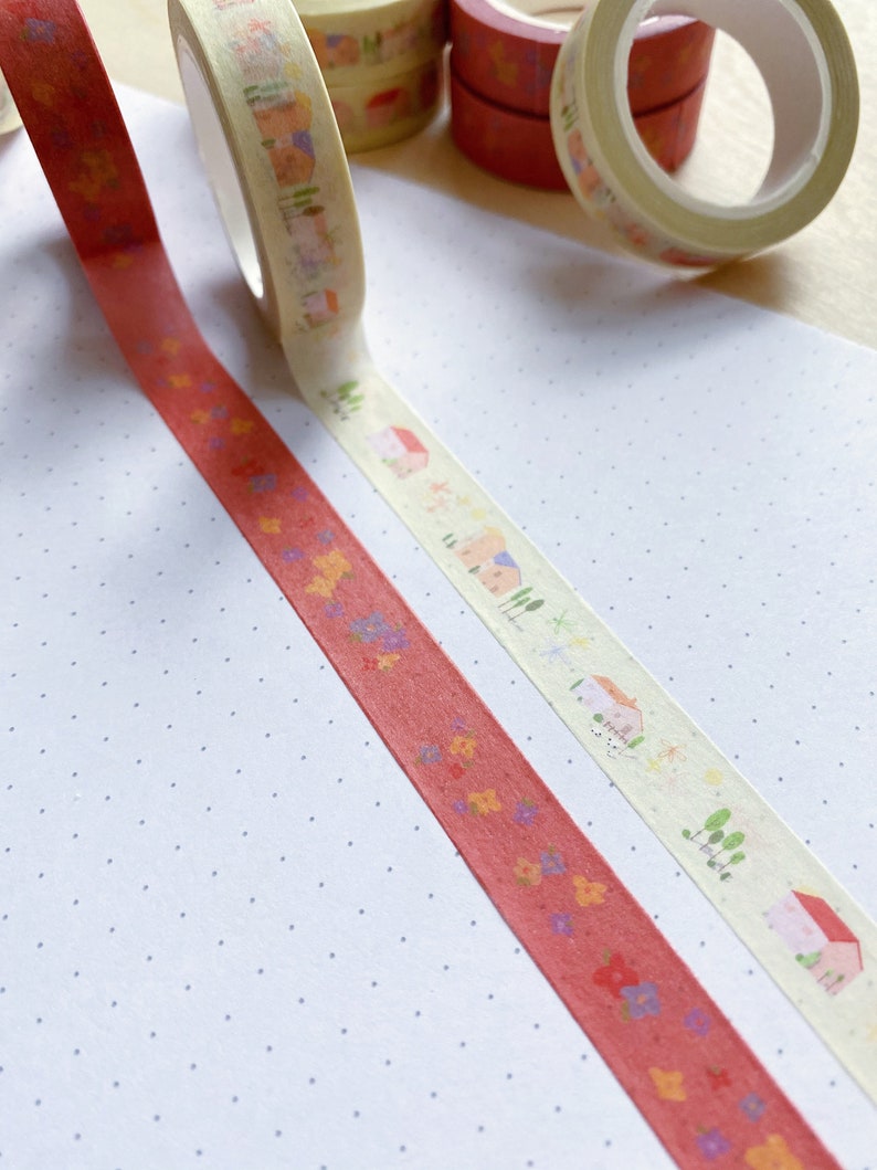 Cottage Core Washi Tape Houses Flowers Sheep Cottages - Etsy