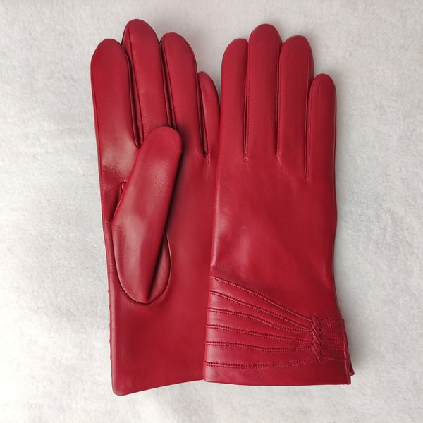 Red Leather Gloves - Etsy