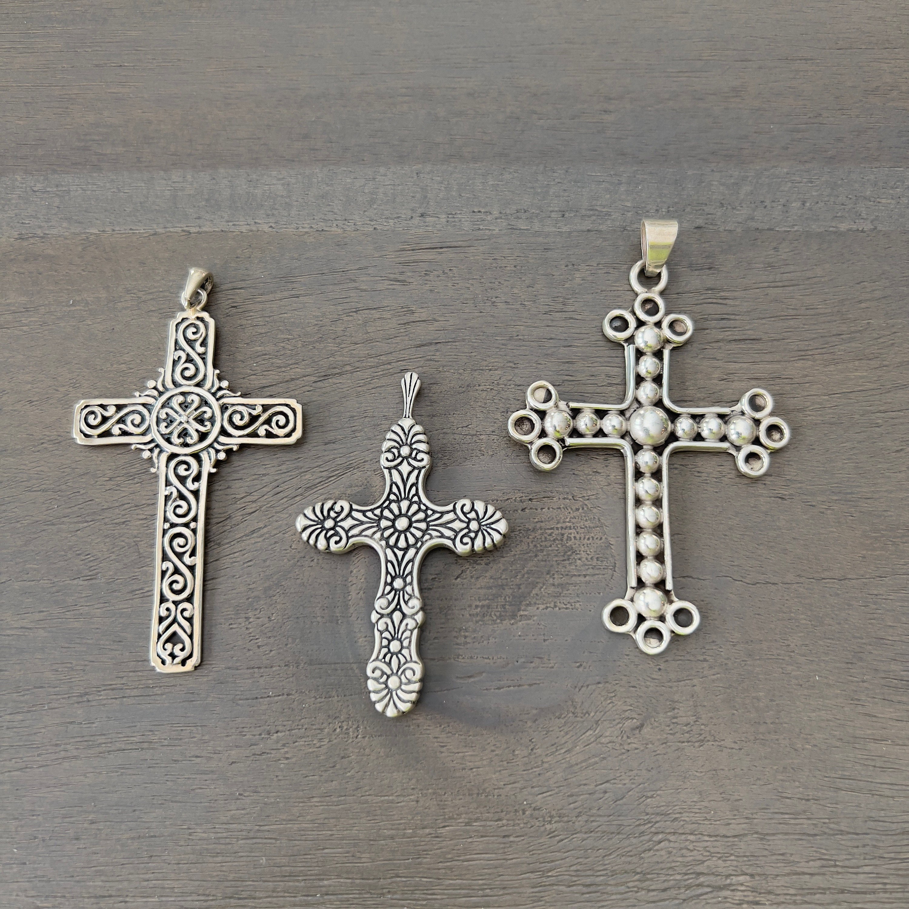 Large Sterling Silver Cross Pendant-ornate Silver Pendant-925 Pendant ...