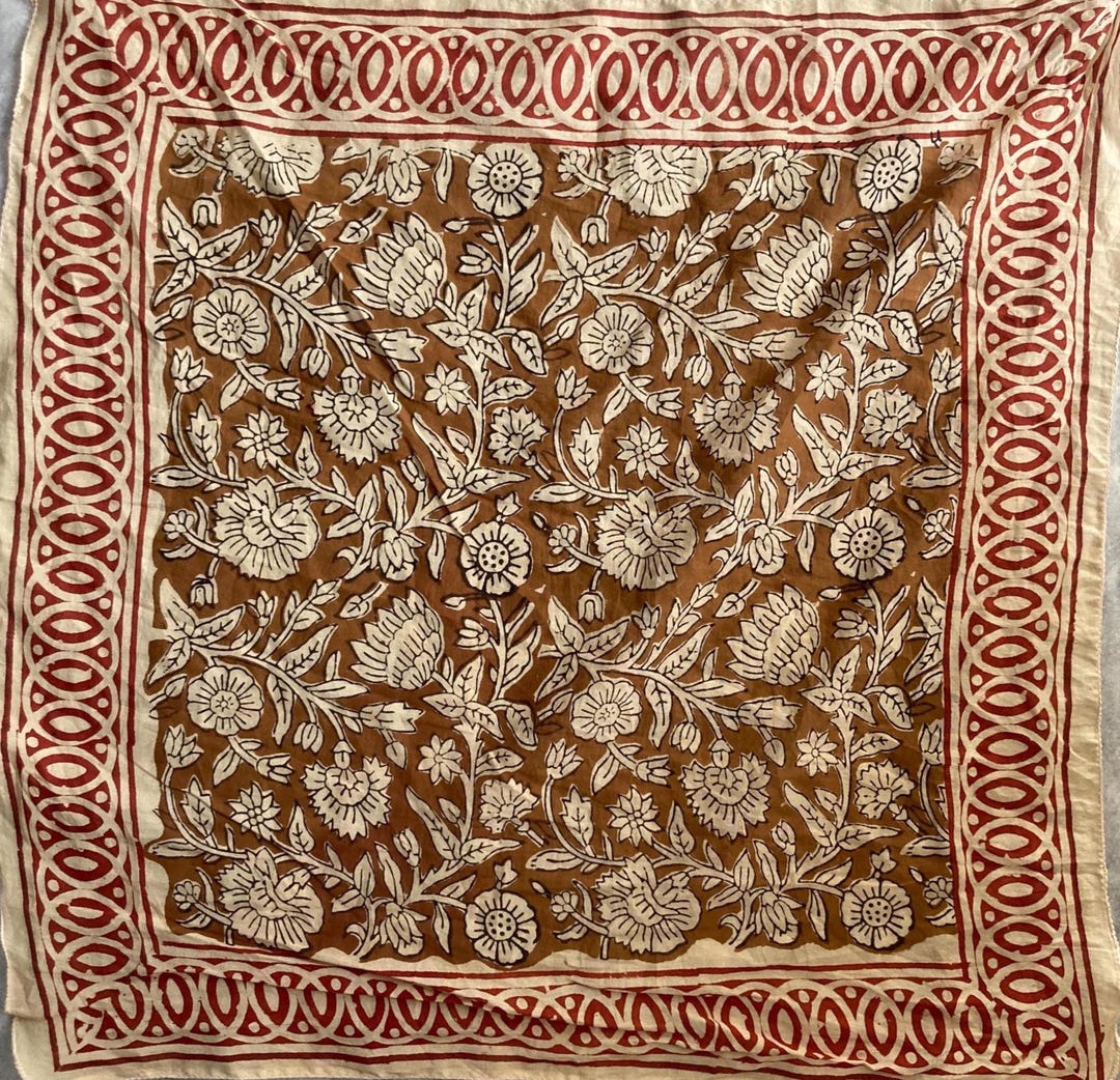 Boho Festival Head Scarf 21x21 | Hand Block Printed Cotton Bandana - Etsy