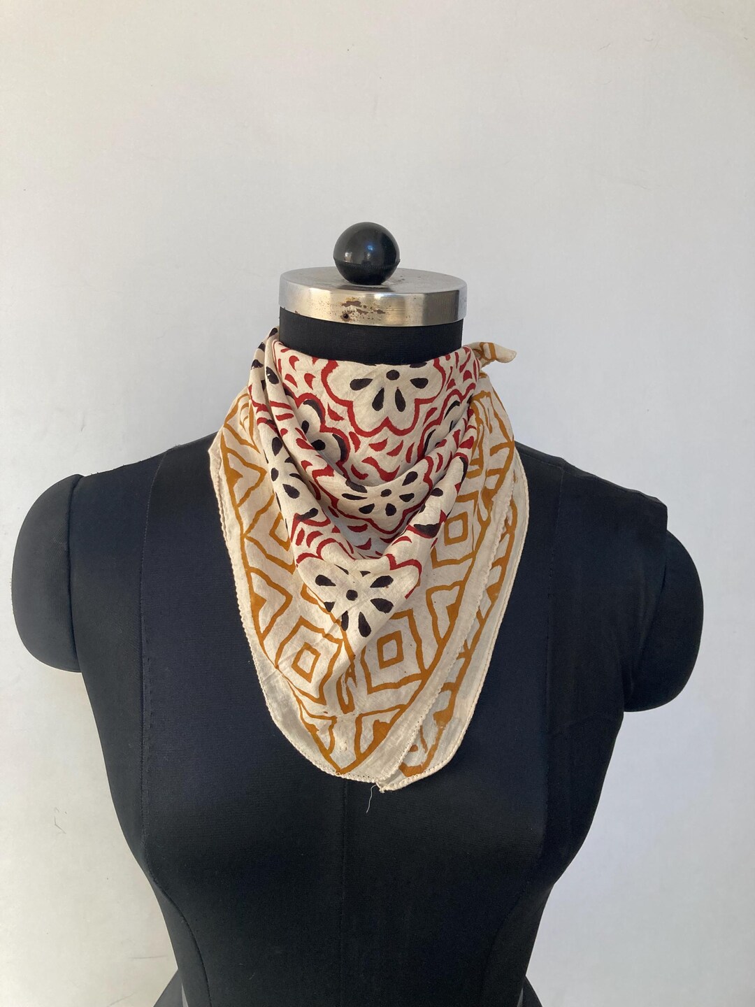 Boho Hair Wrap | Hand Block Print Cotton Bandana | Floral Head Scarf ...