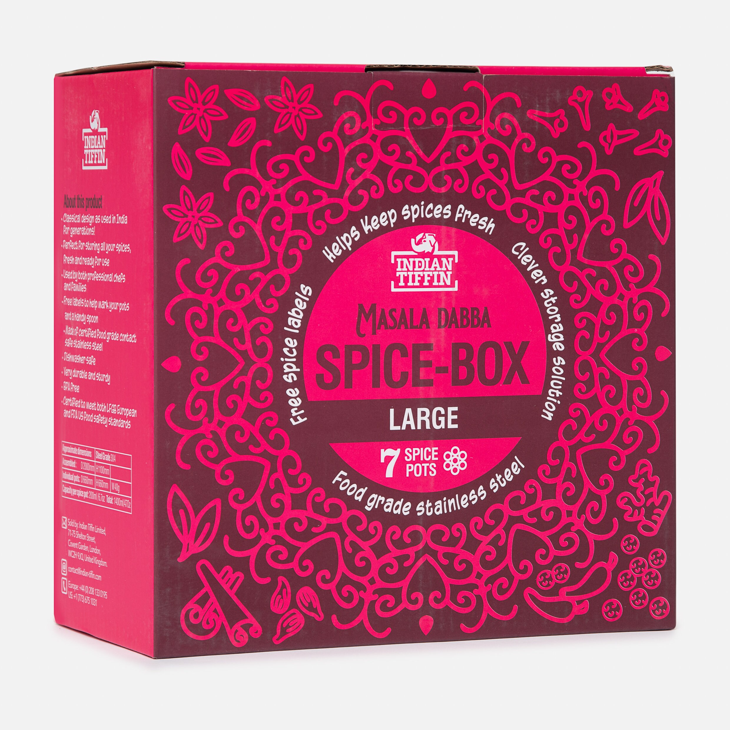 Indian Tiffin Masala Dabba, Steel Lid With Steel Pots, Free Spice ...