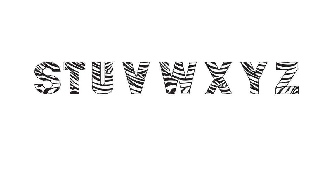 Zebra Alphabet Zebra Font Vector A-Z - Etsy