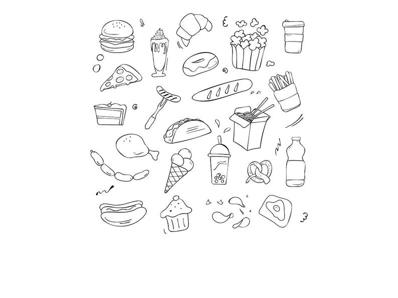 Hand-drawn Food Doodles Set - Digital Download for Crafting ...