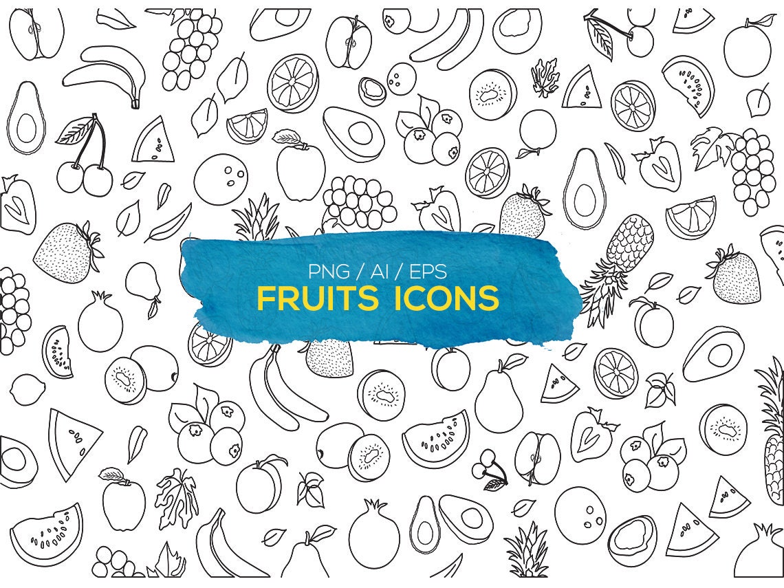 Fruits Icons Bundle - Fruits Clipart - Etsy