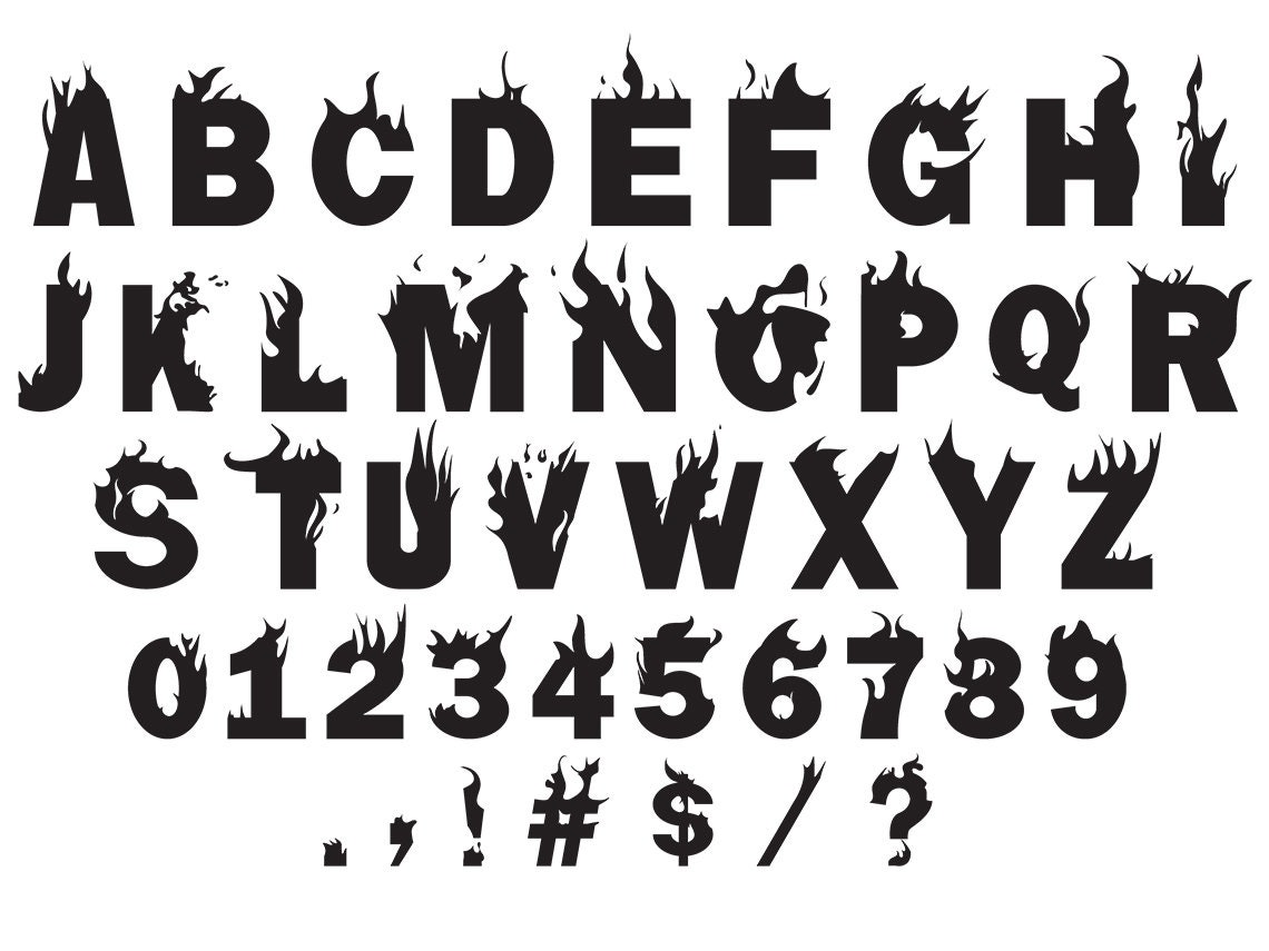 Fire Font Svg Fire Alphabet Svg Etsy