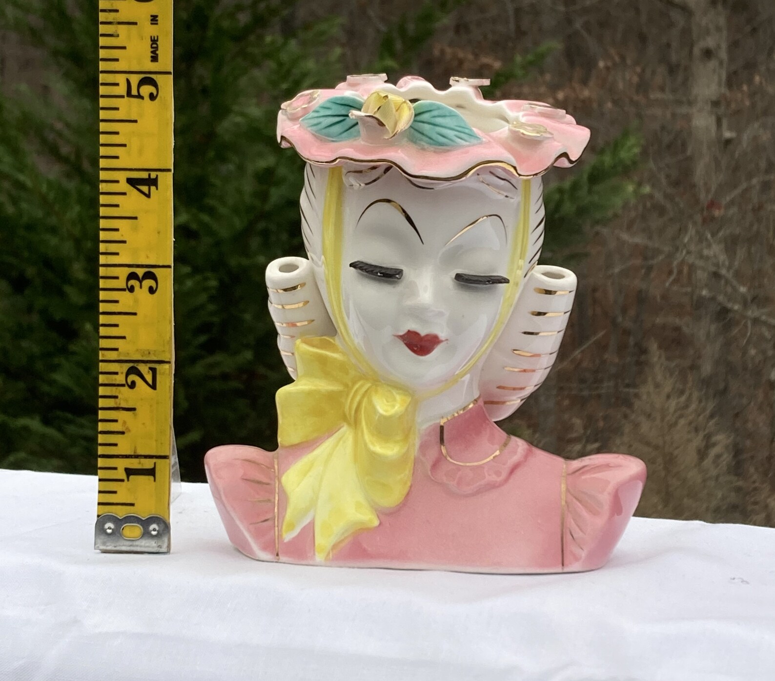 6" Vintage LEFTON Pink Barbara Lady Head Vase - Etsy