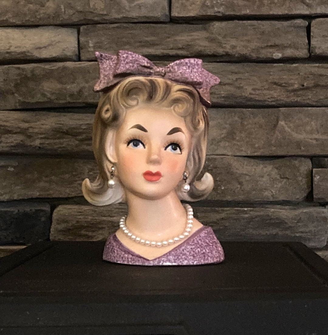 5 1/2 Vintage Relpo K1696 Purple Lady Head Vase - Etsy