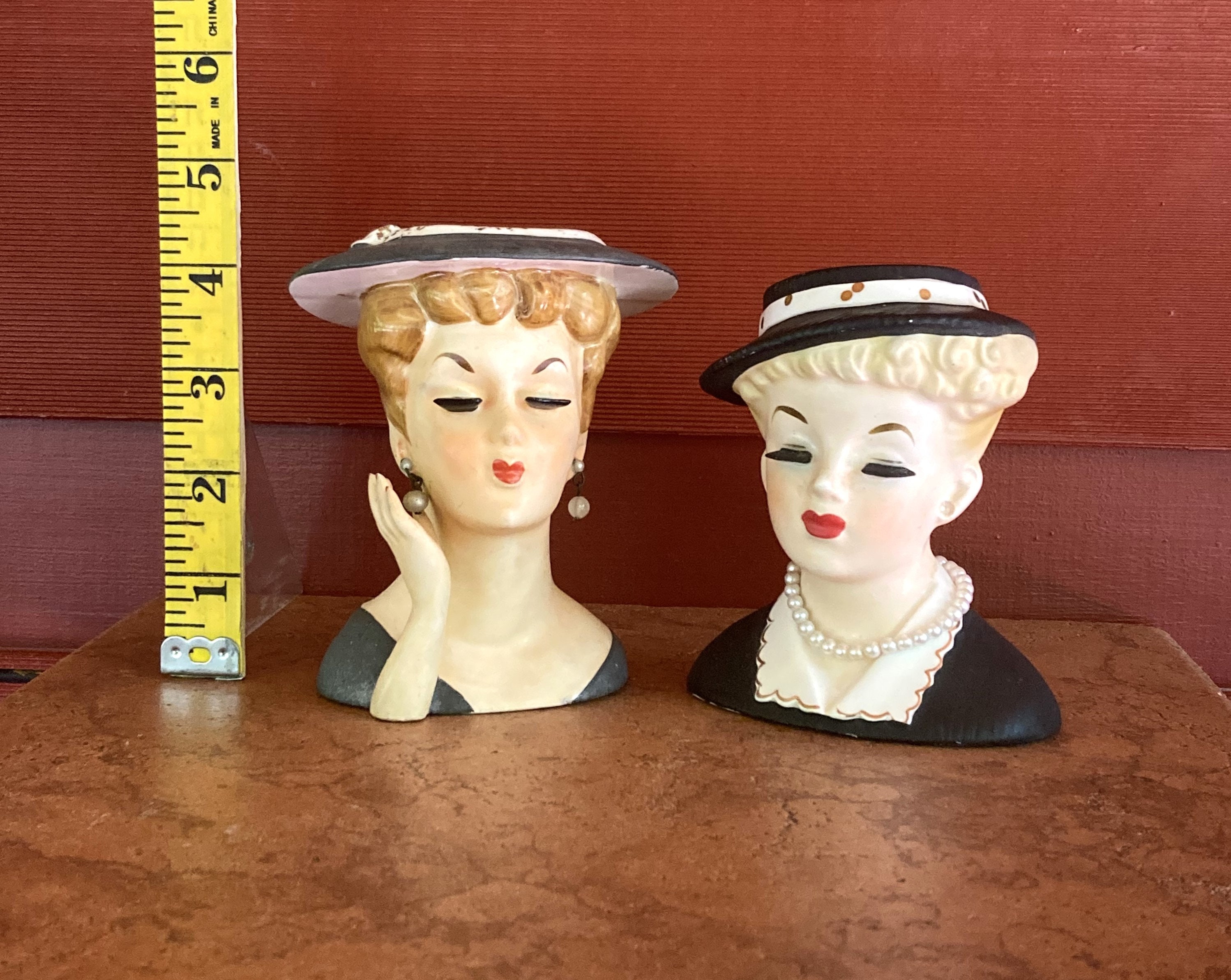 Pair of 4 1/2 Vintage Head Vases - Etsy