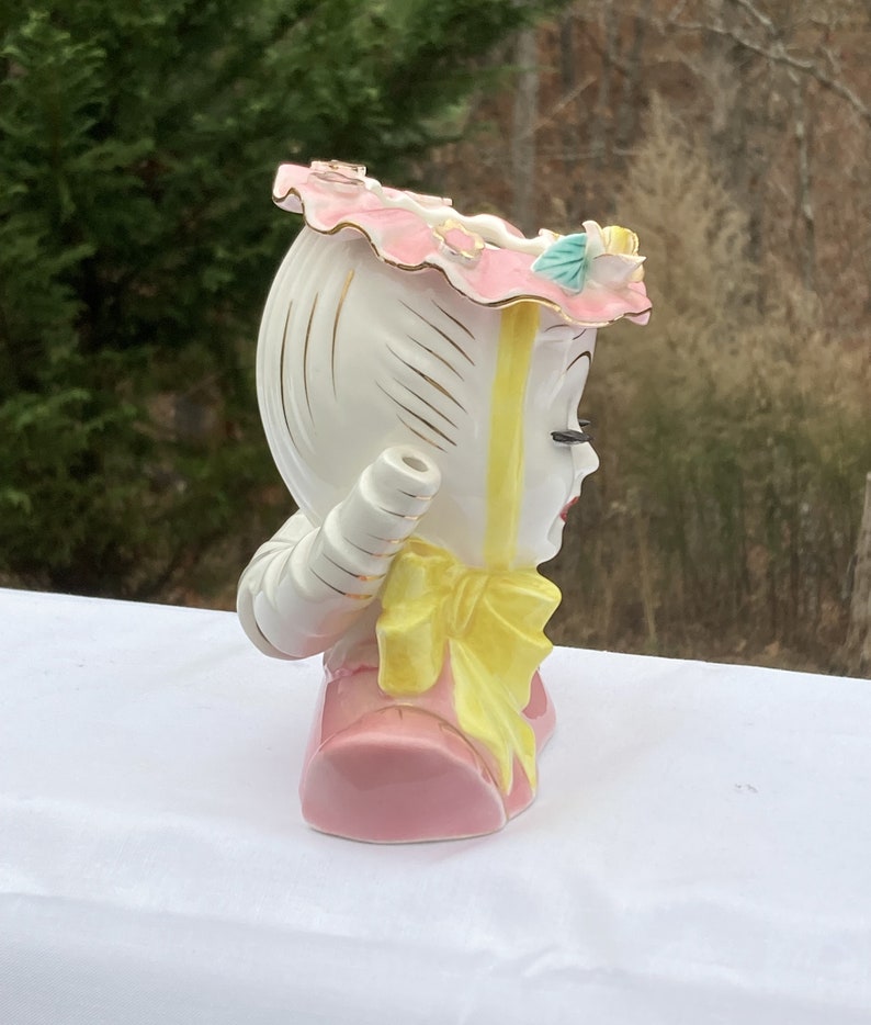 6" Vintage LEFTON Pink Barbara Lady Head Vase - Etsy